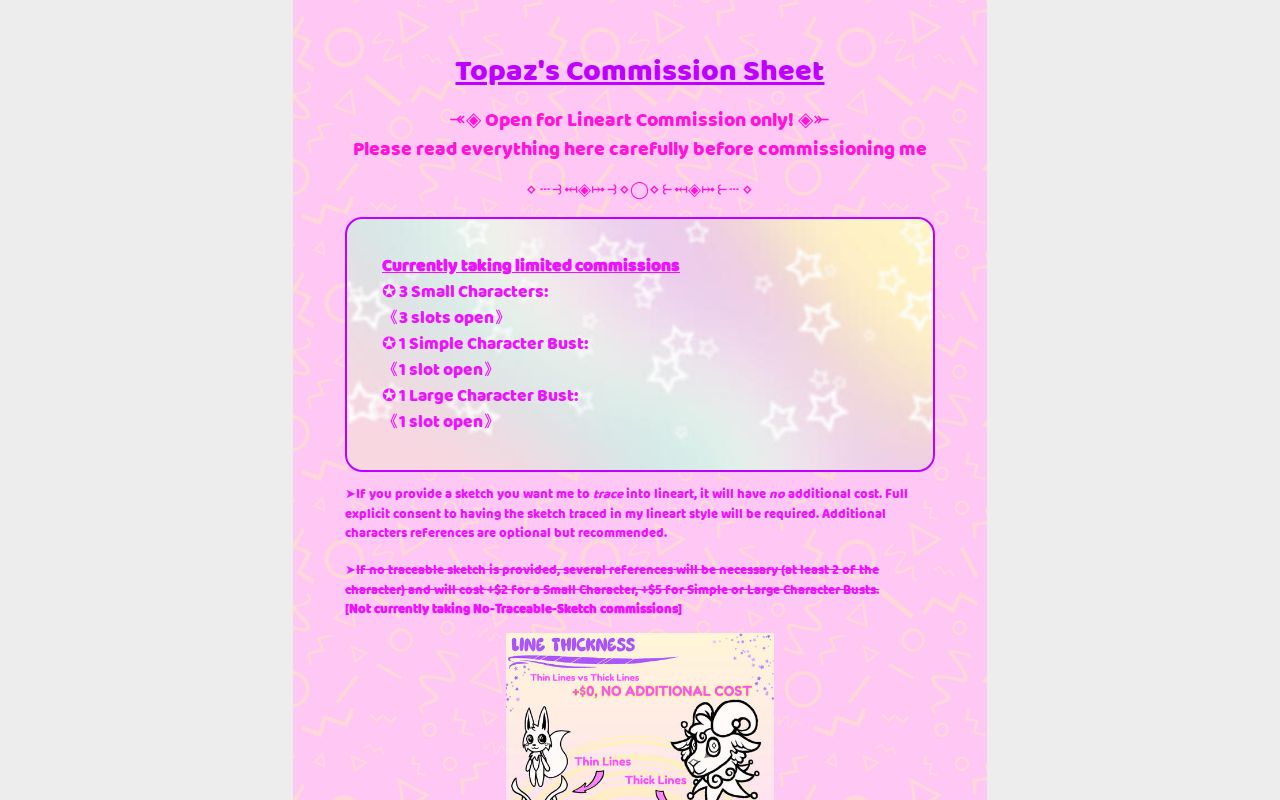 TopazPlate Commission Sheet